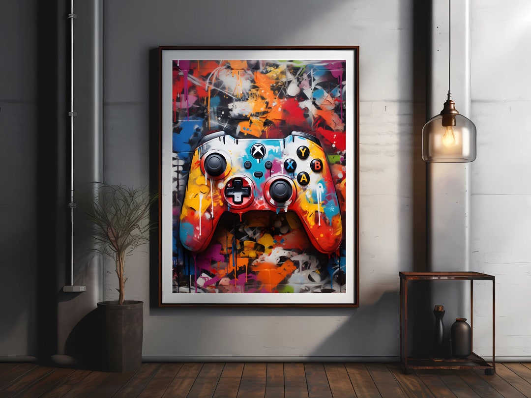 Colorful Video Game Controller Poster, Boys Bedroom Urban Pop Art Decor ...