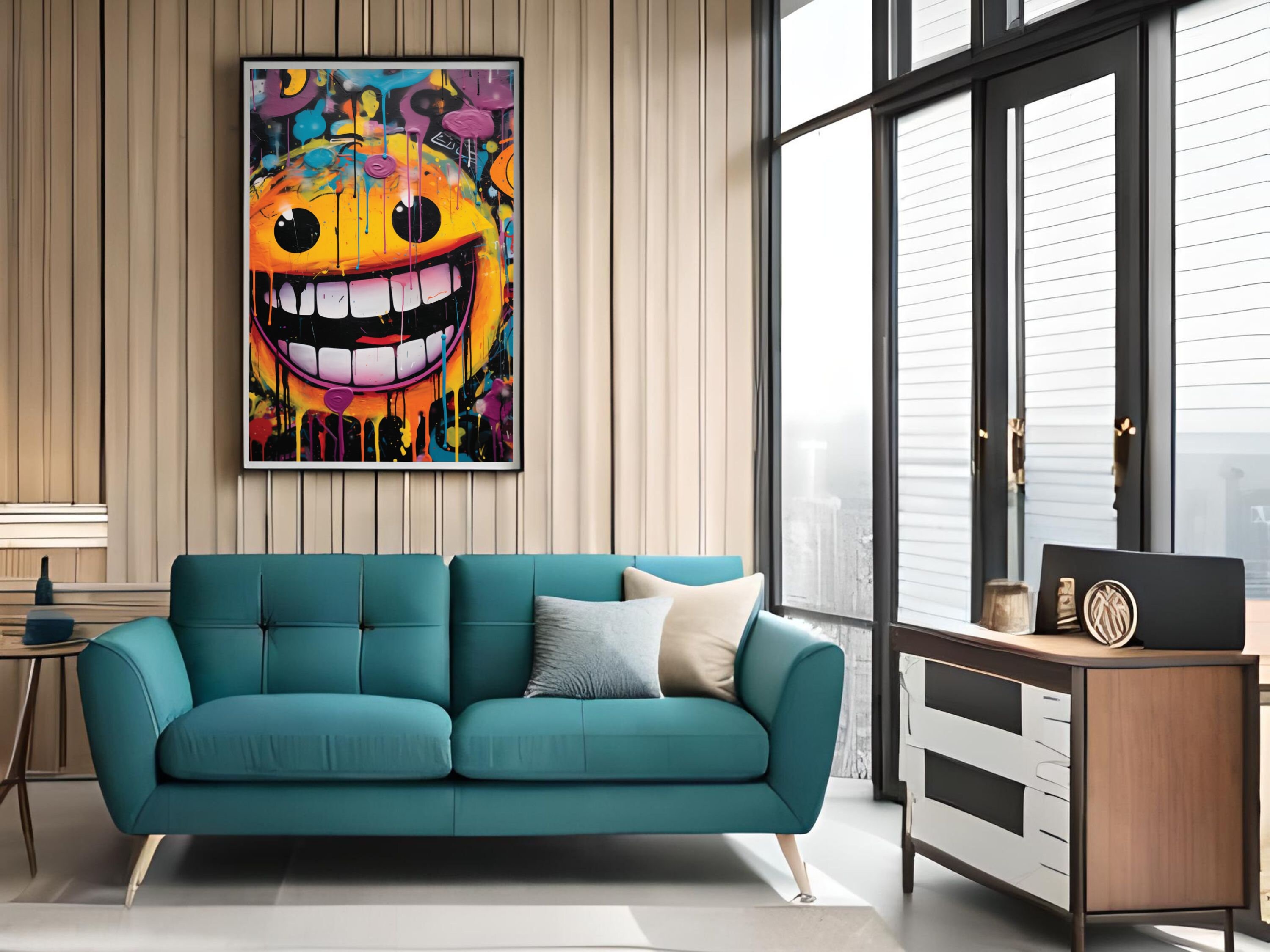 Graffiti Wall Art Funky Digital Download Vibrant Laughing Graffiti ...