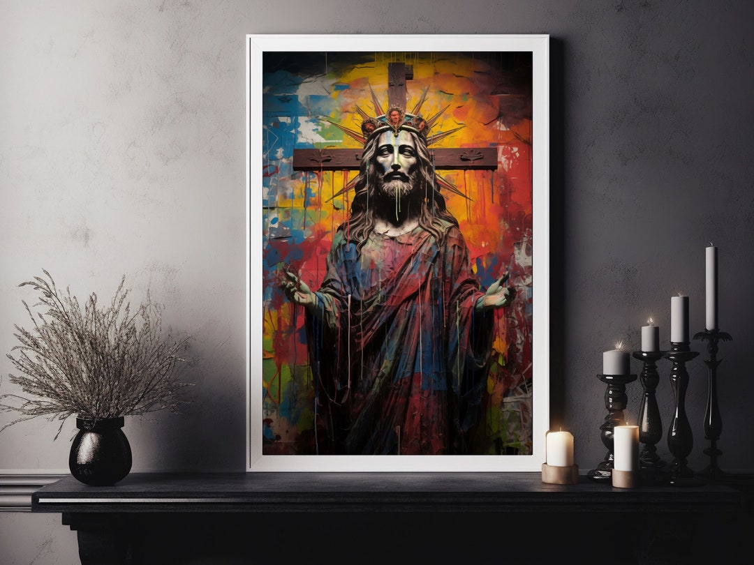 Graffiti Religious Wall Art, Colorful Religious Poster, Christian Faith ...