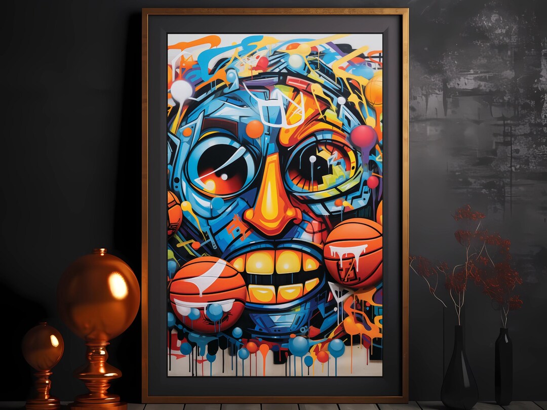 Basketball Graffiti Art Print: Funky Punk Style (digital Download) - Etsy