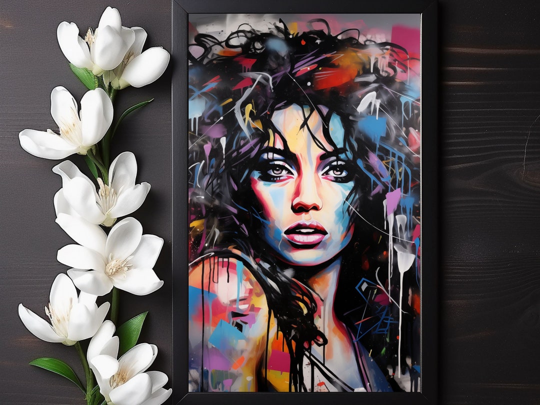 Urban Graffiti Portrait Art: Modern Street Style Print (digital ...