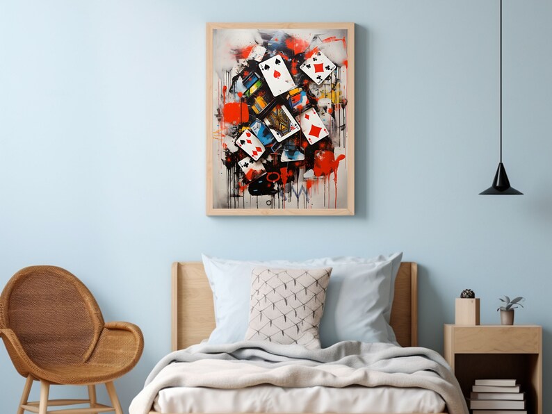 Poker Cards Graffiti Wall Art | Ai Art | Modern Contemporary Funky ...