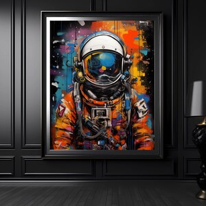 Graffiti Wall Art, Spaceman Wall Decor, Astronaut Poster, Colorful ...