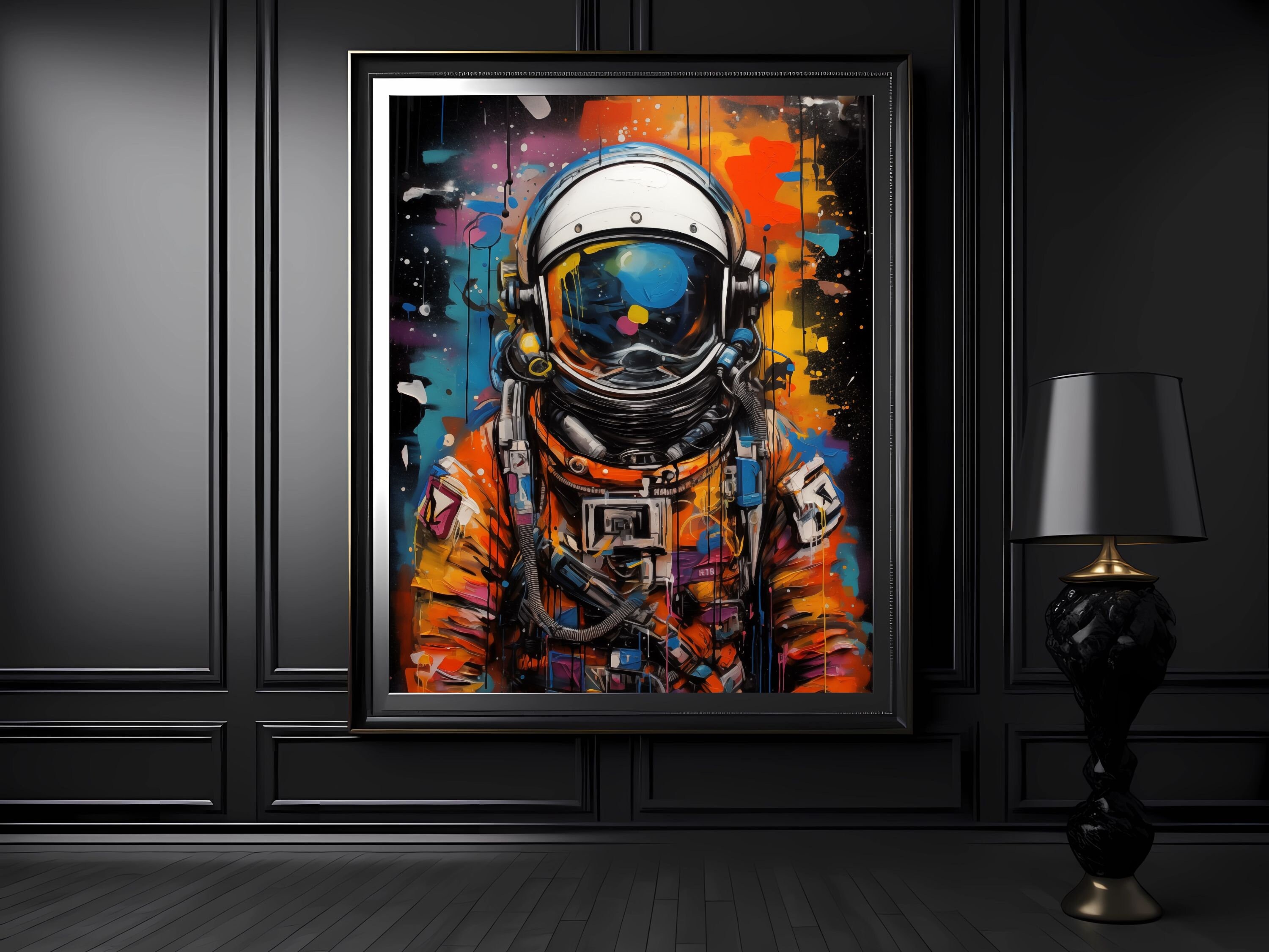 Abstract Graffiti Astronaut Print: Colorful Spaceman Wall Art (digital ...