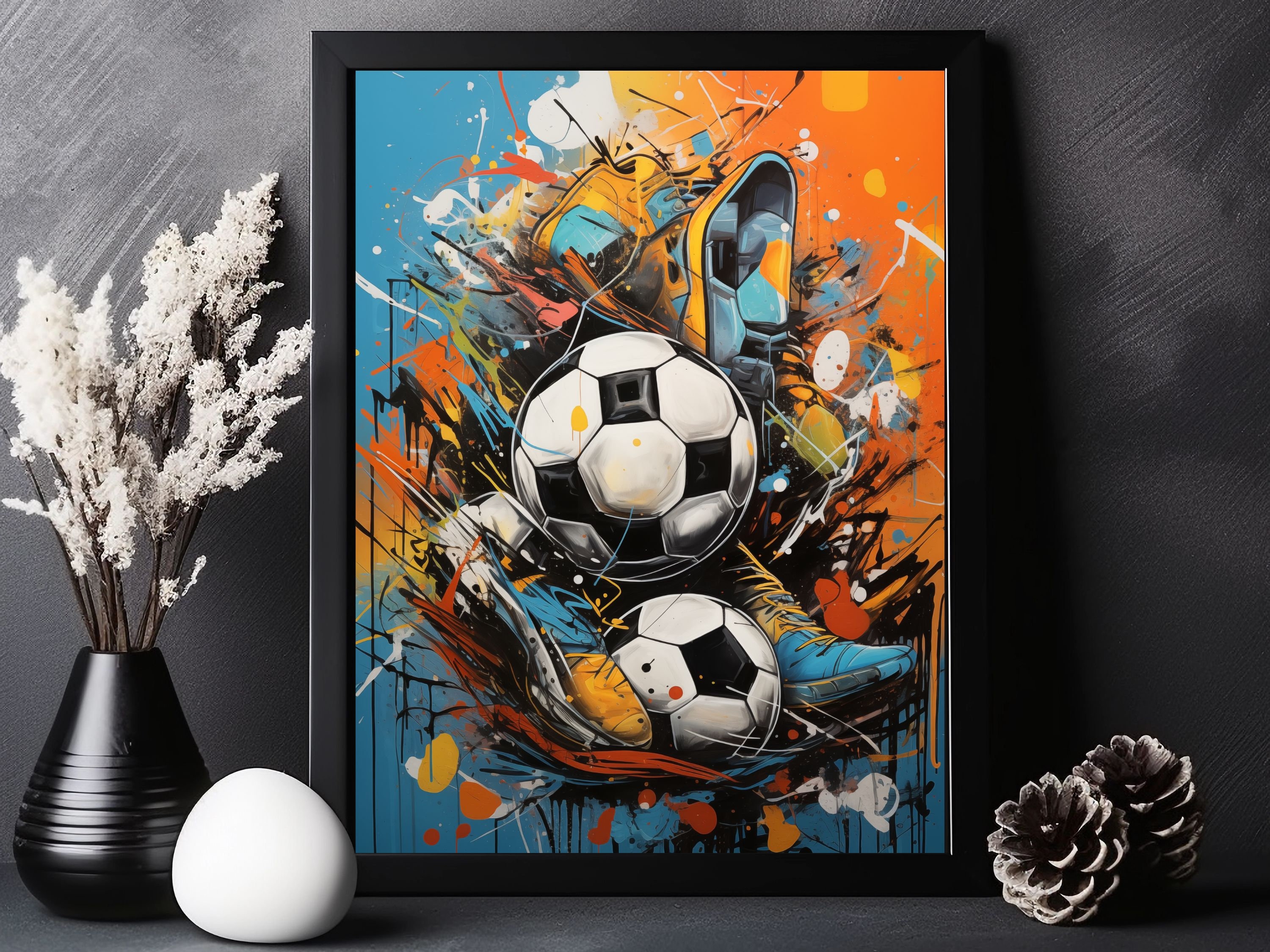 Sports Graffiti Wall Art, Football Poster, Soccer Prints for Boys ...