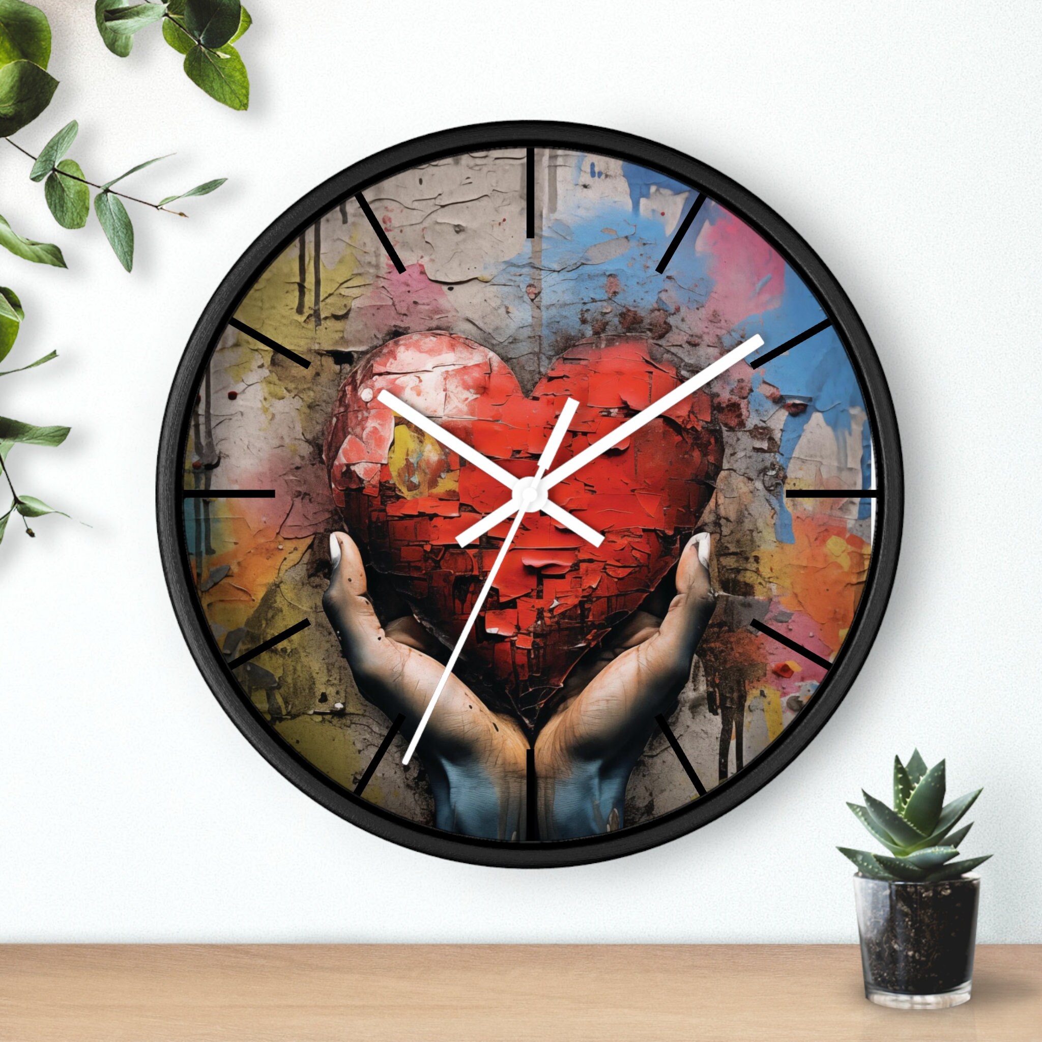 Love Hands Unique Wall Clock, Graffiti Style Timepiece, 10 X 10 ...