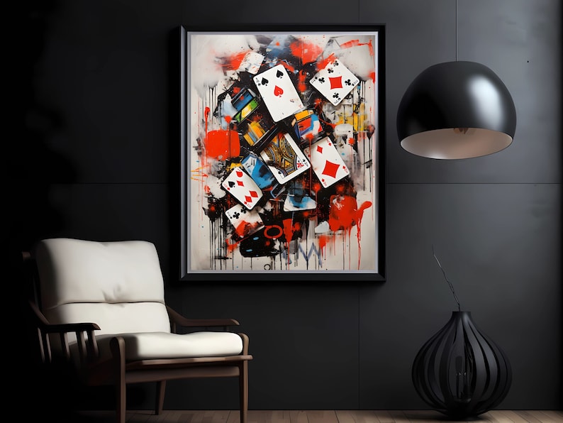 Poker Cards Graffiti Wall Art | Ai Art | Modern Contemporary Funky ...