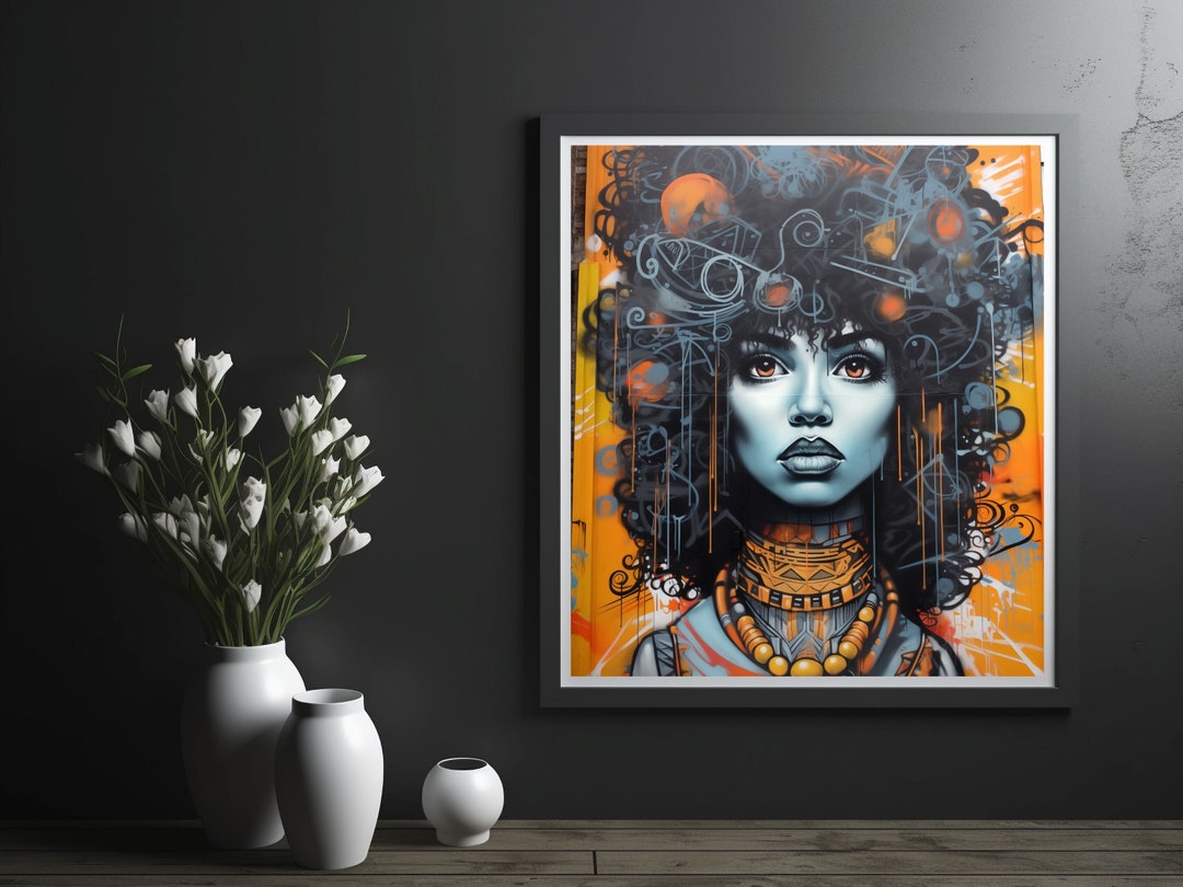 Afro Girl Graffiti Art Print: Modern Street Style (digital Download) - Etsy