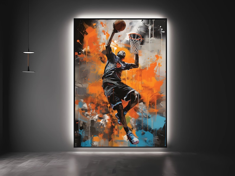 Basketball Player Graffiti Art Print: Slam Dunk Poster (digital ...