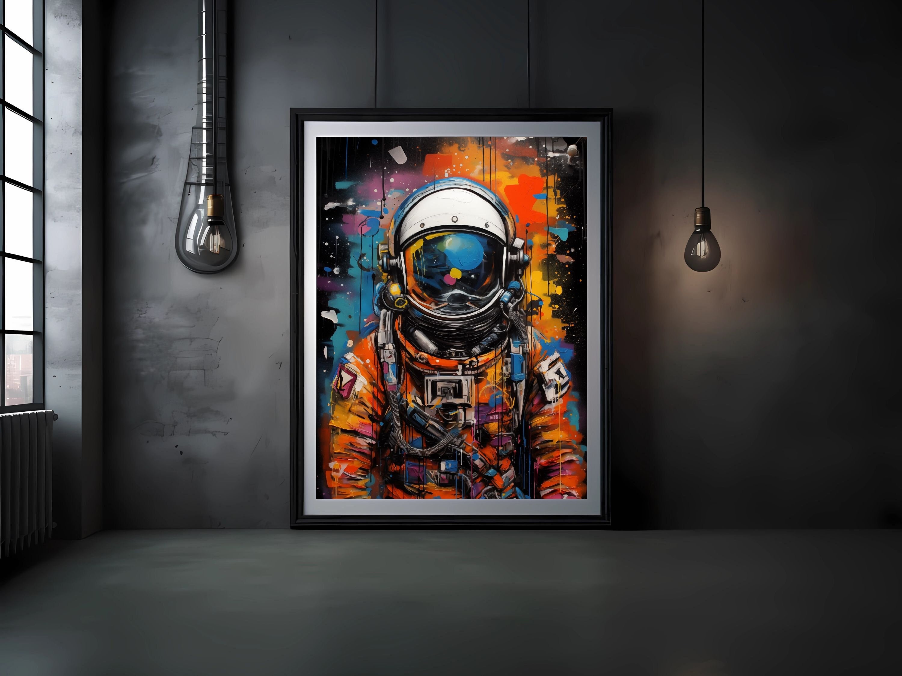 Graffiti Wall Art, Spaceman Wall Decor, Astronaut Poster, Colorful ...