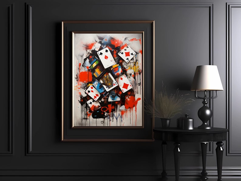 Poker Cards Graffiti Wall Art | Ai Art | Modern Contemporary Funky ...