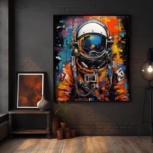 Graffiti Wall Art, Spaceman Wall Decor, Astronaut Poster, Colorful ...