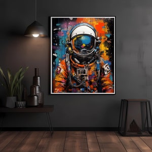 Graffiti Wall Art, Spaceman Wall Decor, Astronaut Poster, Colorful ...
