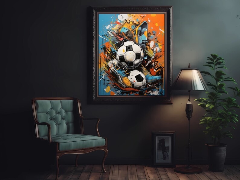 Sports Graffiti Wall Art, Football Poster, Soccer Prints for Boys ...