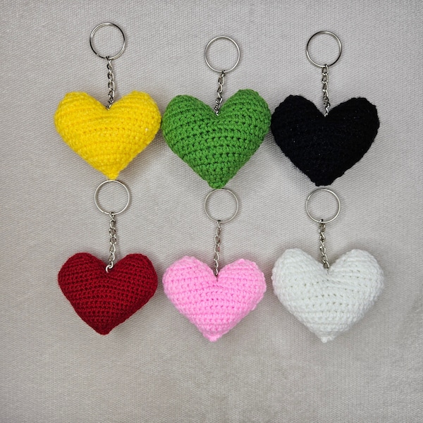 Handmade Crochet Heart Keychain - Etsy