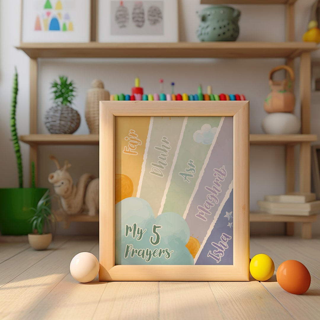 5 Daily Salah Poster, Islamic Nursery Decor, Islamic Prints, Digital ...