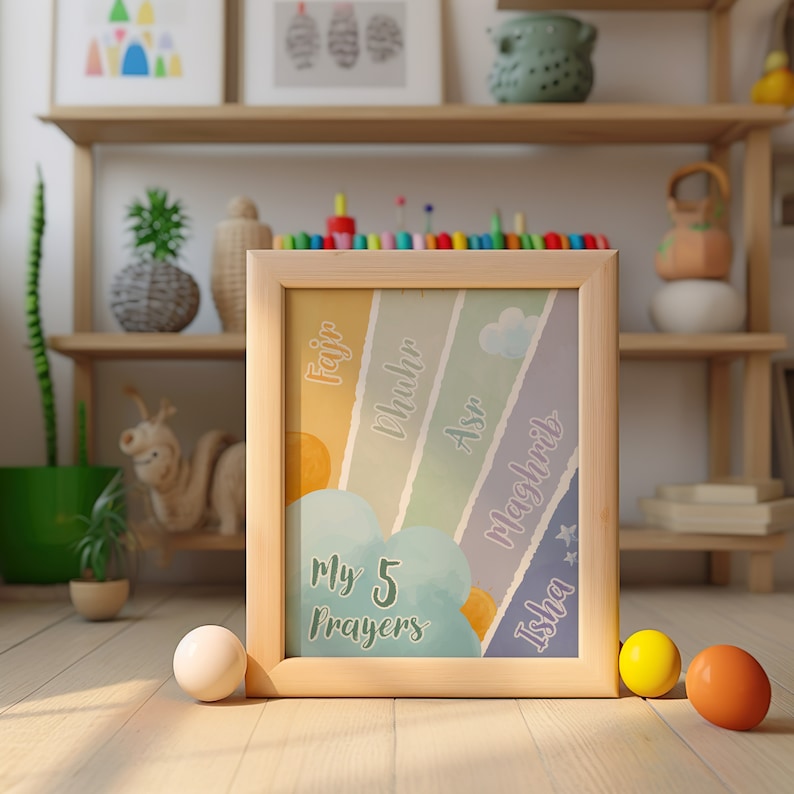 5 Daily Salah Poster, Islamic Nursery Decor, Islamic Prints, Digital ...