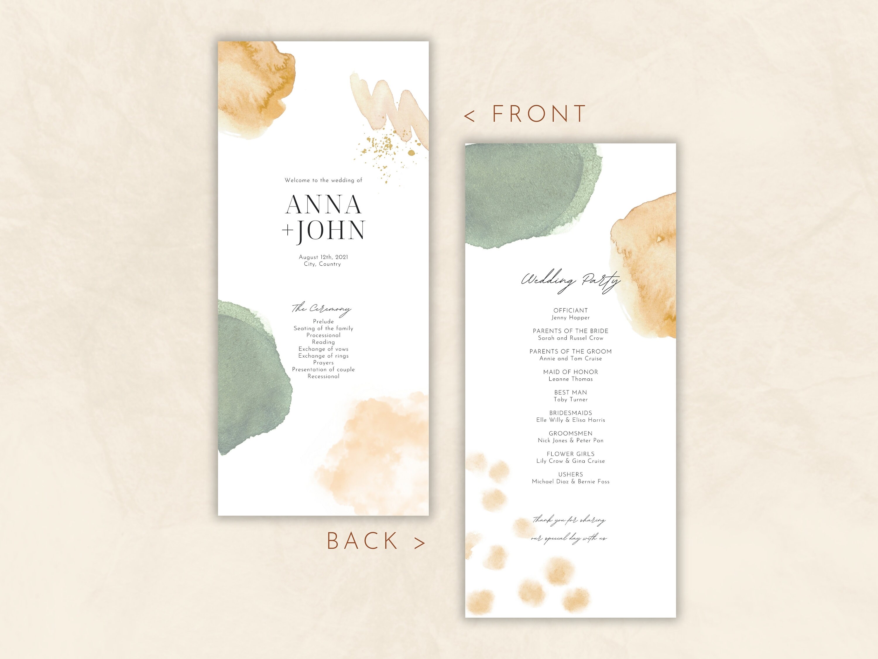 Elegant Wedding Program Template Modern Design Fully Editable Ceremony ...