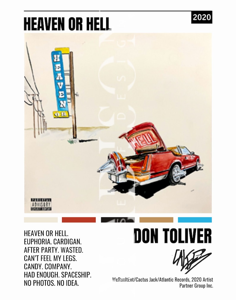 DON TOLIVER Heaven or Hell Minimalist Album Poster ( Instant Download ...