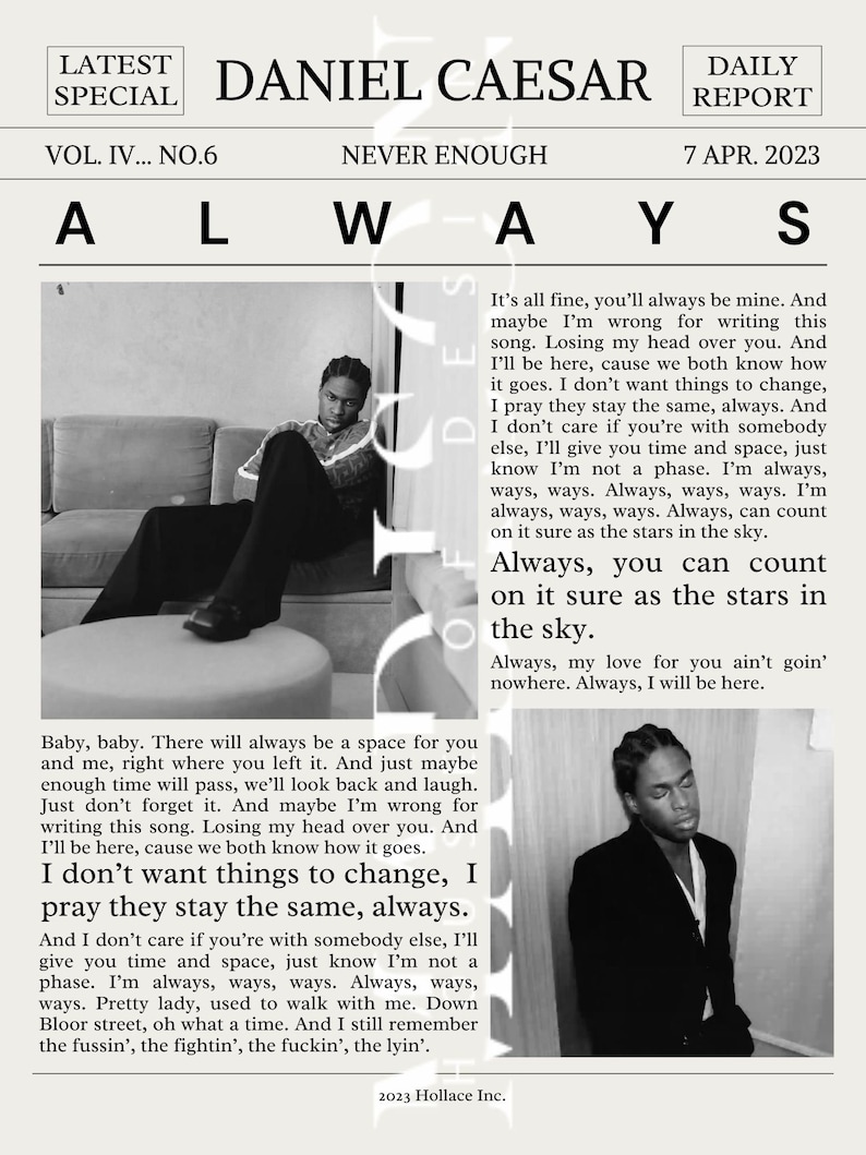 Always DANIEL CAESAR Minimalist Album Poster (instant Download), 12x16 ...