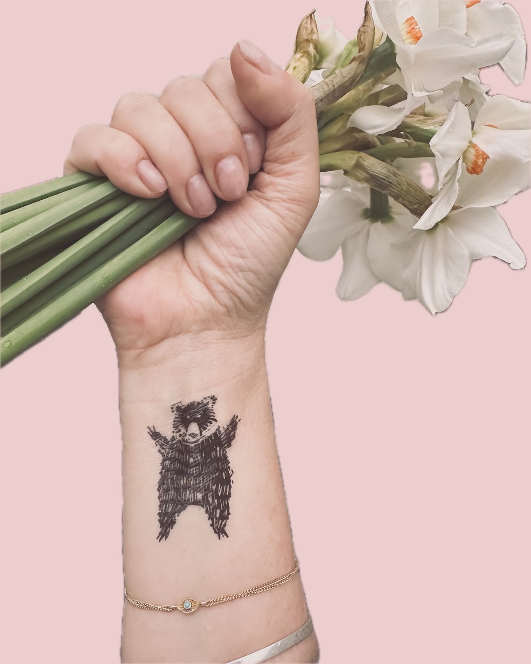 Cute Bear Hug Design Temporary Tattoo. - Etsy