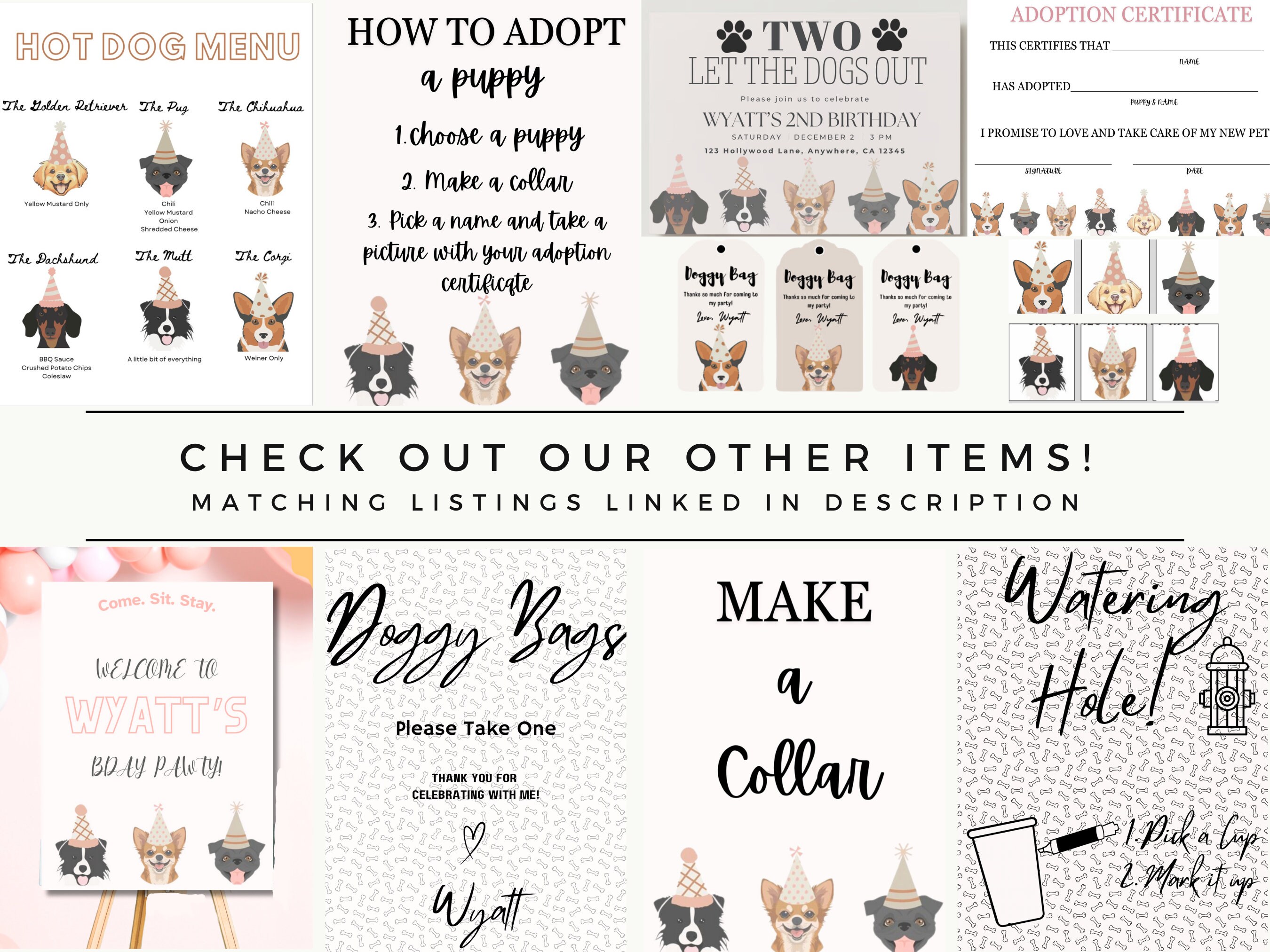 Puppy Party Goody Bag Sign Doggy Bags, Two Let the Dogs Out Birthday ...