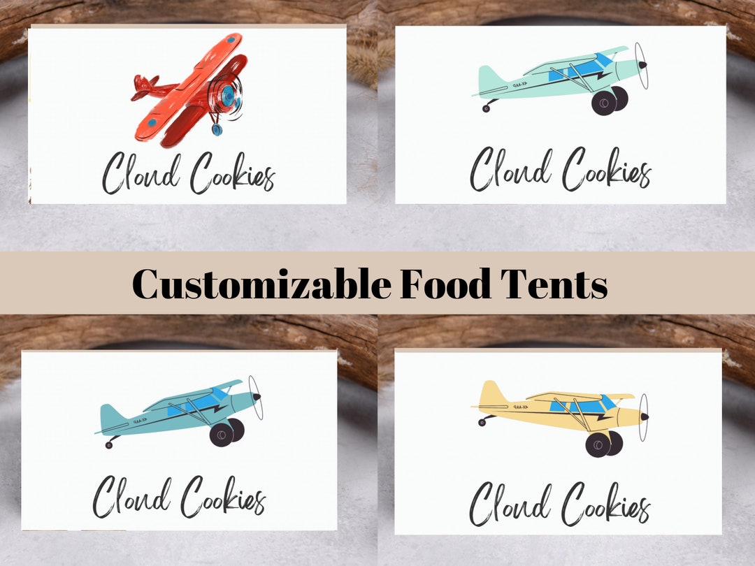 Airplane Food Tent Printable, Plane Guest Place Cards, Airplane Buffet ...