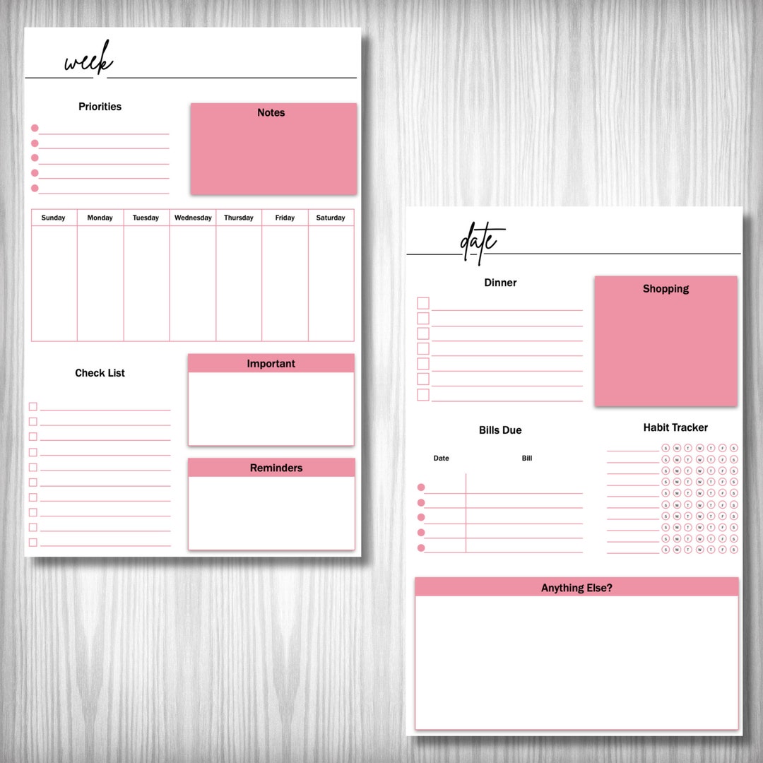 Weekly Dashboard - Pink - Etsy