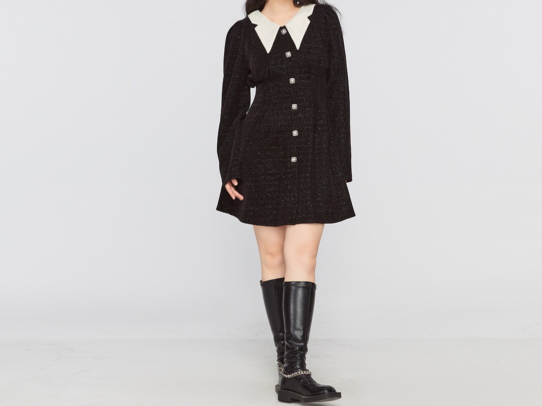 Wednesday Addams Style Glamour Tweed Dress - Etsy