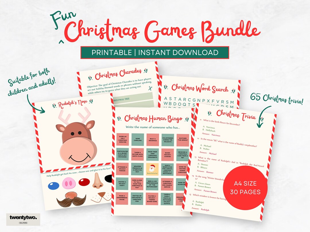 Printable Christmas Games Christmas Trivia Christmas Virtual - Etsy