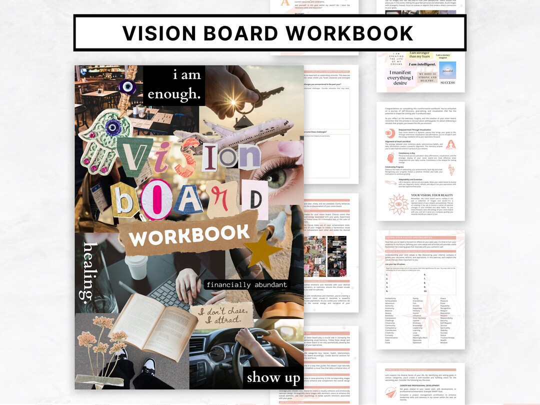Vision Board Workbook, Vision Board Printables, Vision Board Template ...