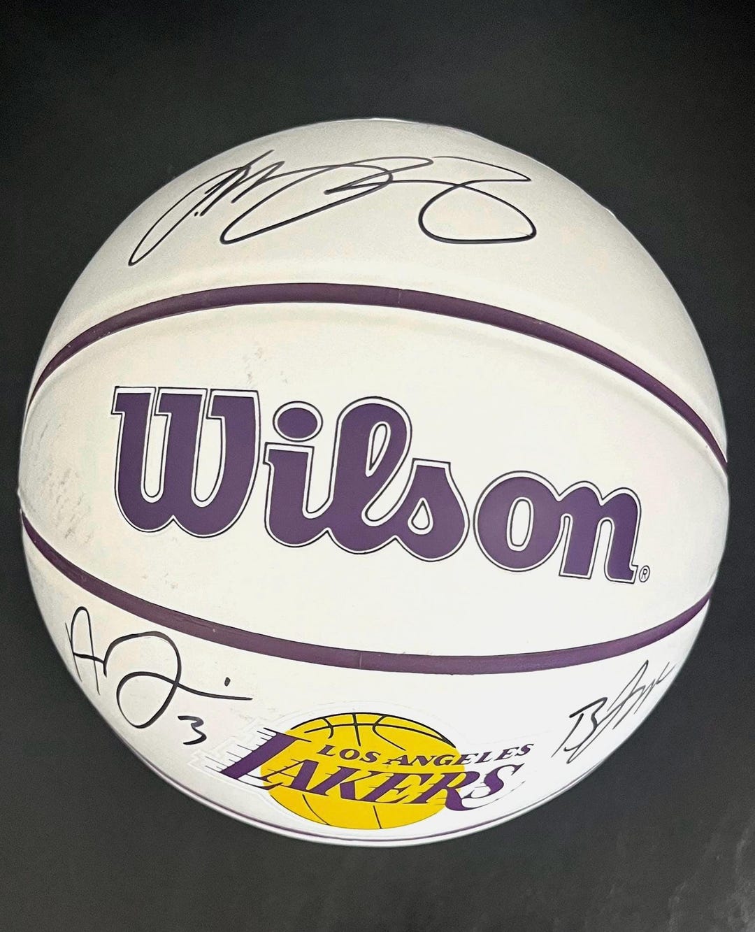 Lebron James Anthony Davis & Bronny James Signed Mini Lakers Basketball ...