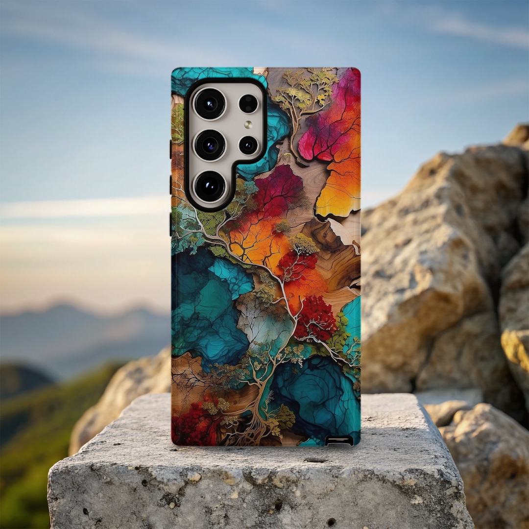 Alcohol Ink Faux Wood Phone Case: Live Edge Design - Etsy