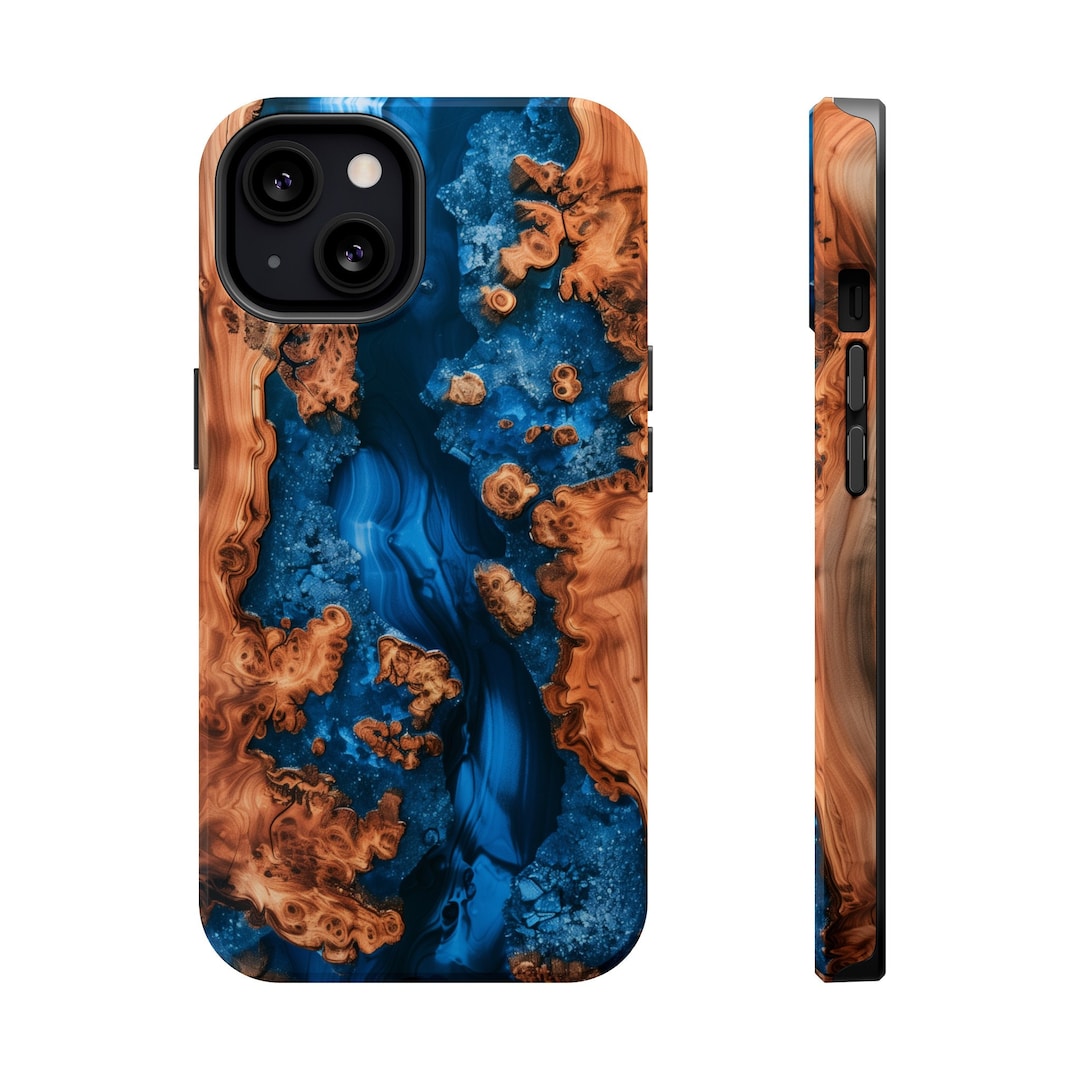 Live Edge Wood and Blue Epoxy/resin V1 iPhone Magsafe Tough Case - Etsy