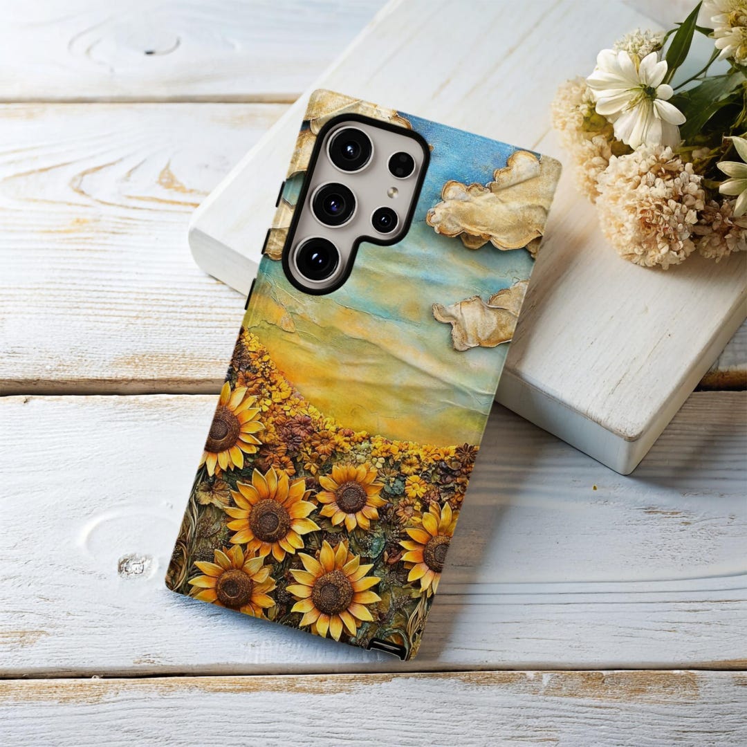 Sunflower Phone Case: Papercraft Floral Design, Impact Resistant - Etsy