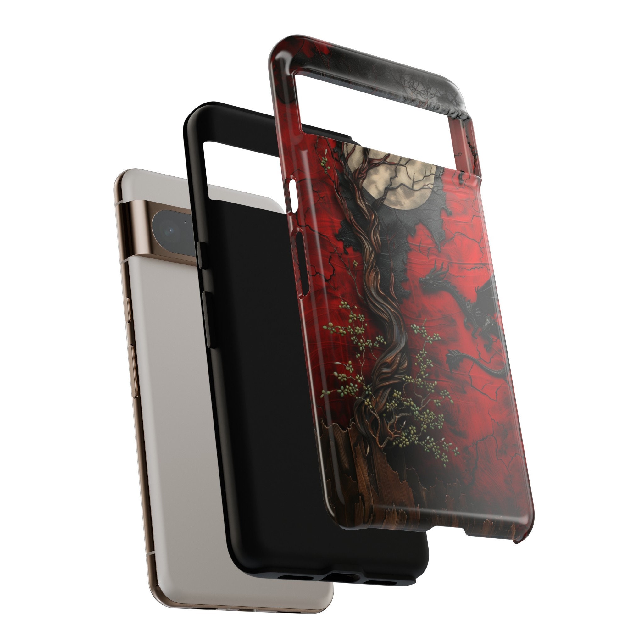 Red Epoxy/resin Effect Dragon and Moon Phone Case V1, Fantasy Tough ...