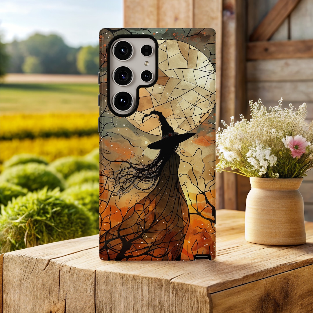 Stained Glass Effect Ghostly Witch Phone Case, Halloween Tough Case ...