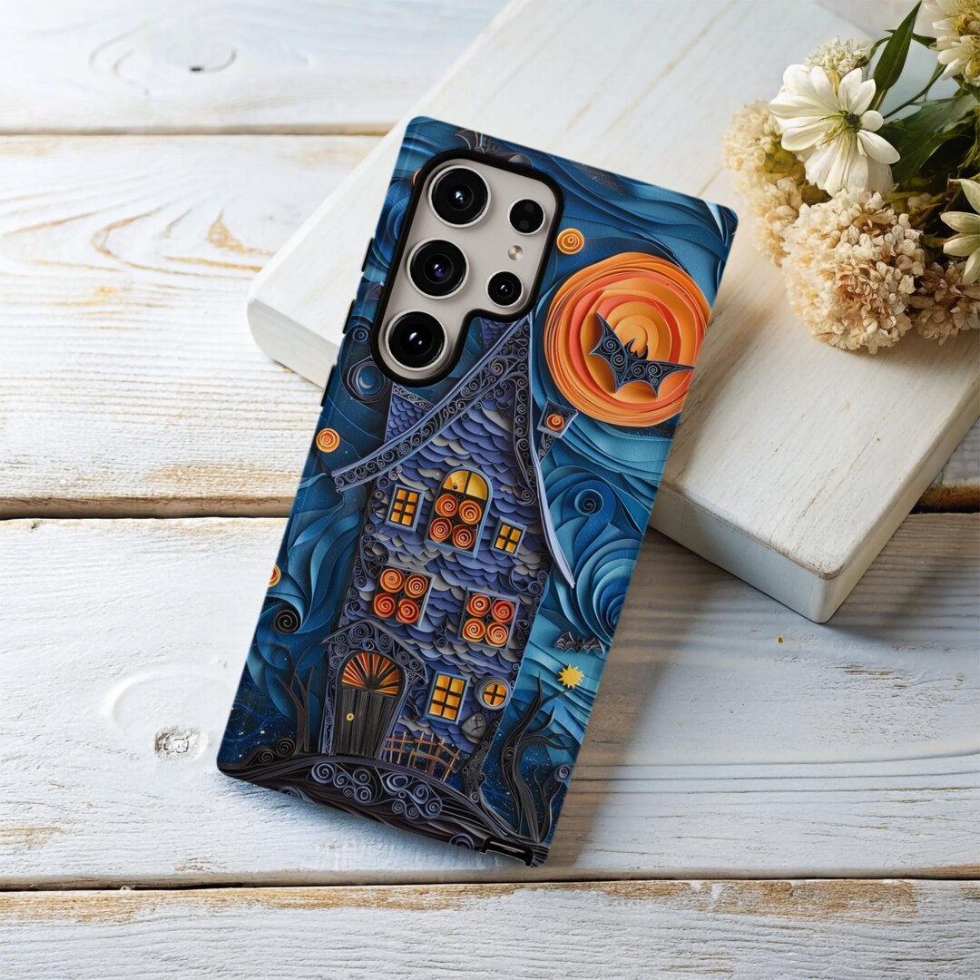 Blue Papercraft Haunted House Tough Phone Case - Etsy