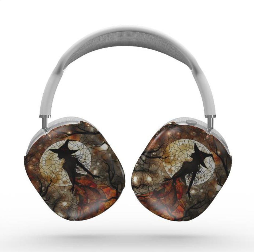 Stained Glass Mosaic Witch and Moon Print AirPod Max Case, Snap on Air ...
