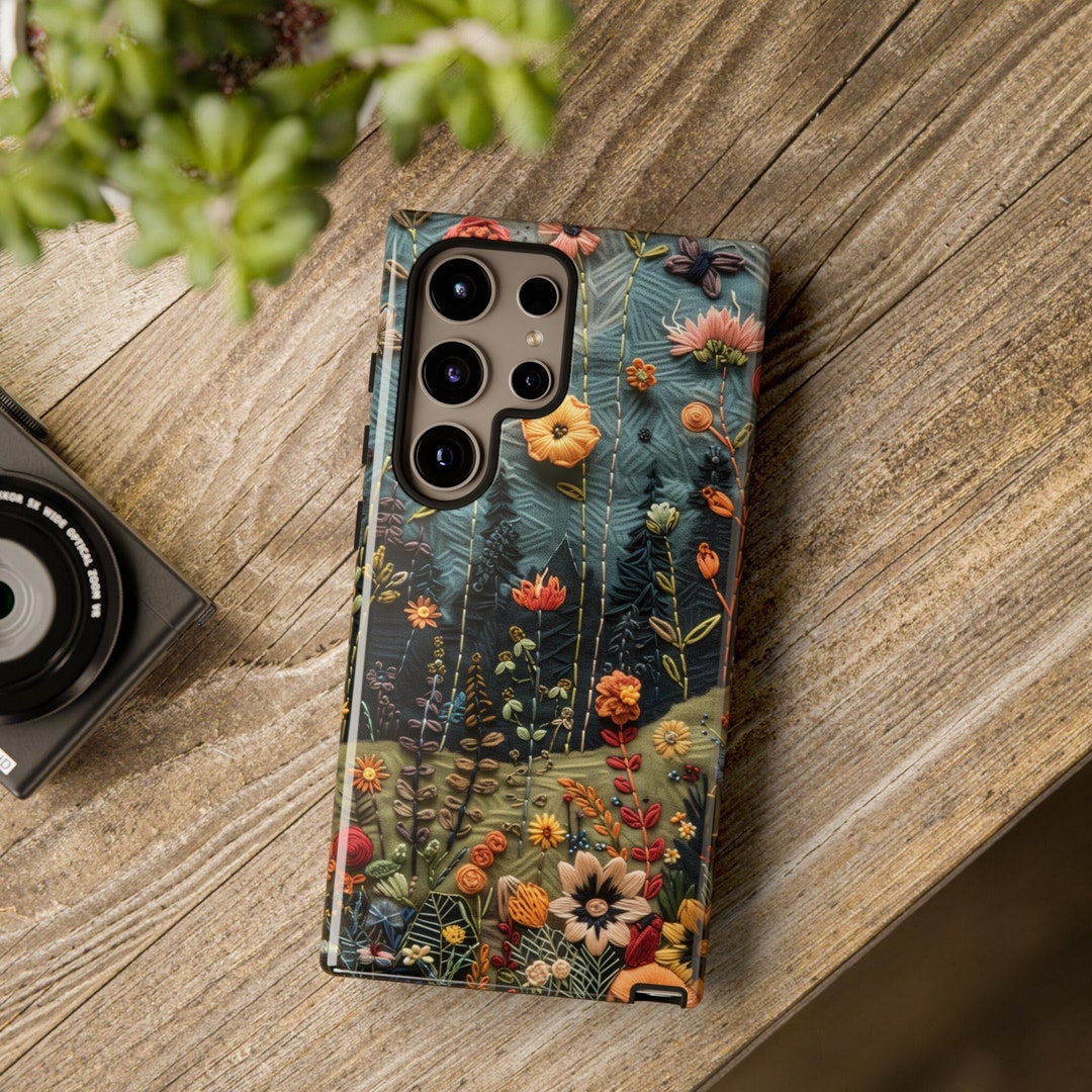 Floral Cottagecore Phone Case, Faux Felt Embroidery, Samsung Galaxy ...