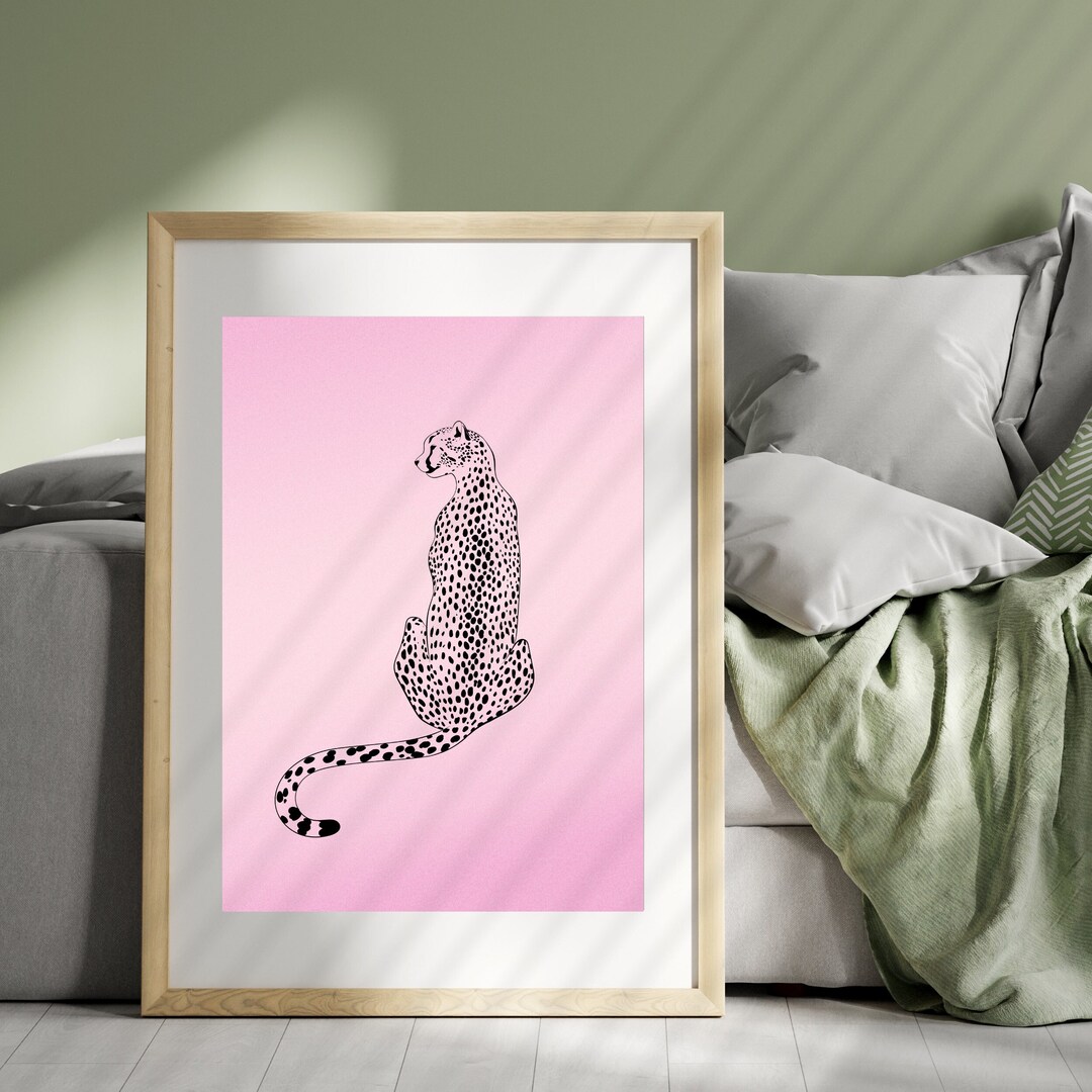 Preppy Leopard Wall Art, Pink Aesthetic Print, Trendy Wall Art, Girly ...