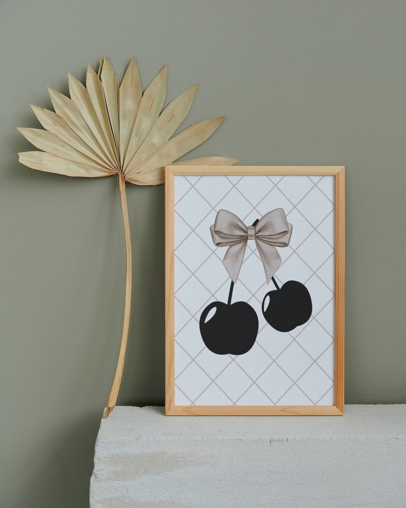 Black Cherries Wall Art, Fruit Printable Art, Coquette Room Decor ...