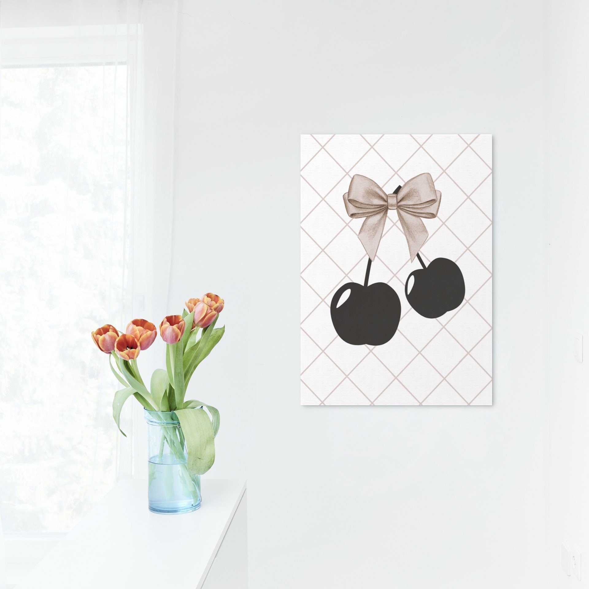Black Cherries Wall Art, Fruit Printable Art, Coquette Room Decor ...