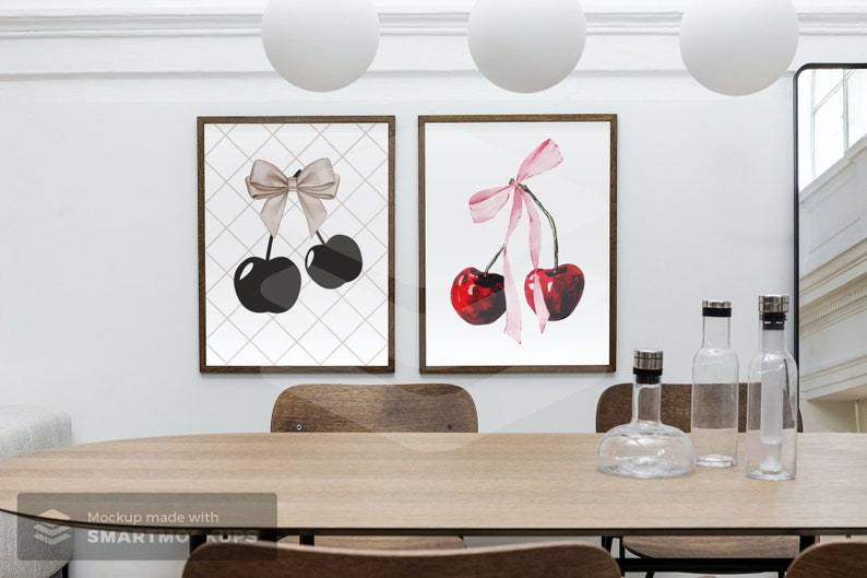 Black Cherries Wall Art, Fruit Printable Art, Coquette Room Decor ...