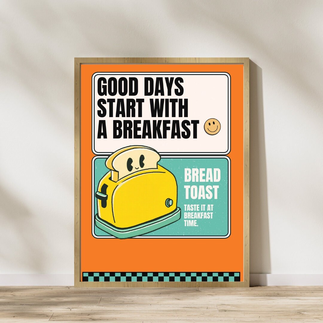 Retro Bed and Breakfast Kitchen Sign, Breakfast Nook, Airbnb Wall Art ...