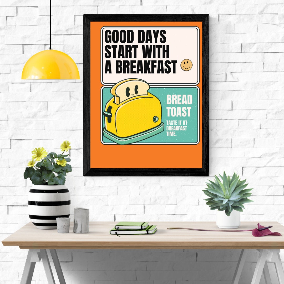 Retro Bed and Breakfast Kitchen Sign, Breakfast Nook, Airbnb Wall Art ...