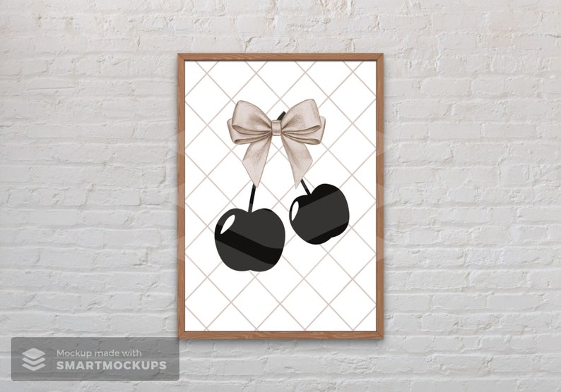 Black Cherries Wall Art, Fruit Printable Art, Coquette Room Decor ...