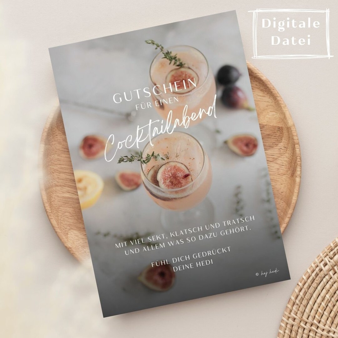 Personalized Voucher for a Cocktail Evening That You Can Print - Etsy