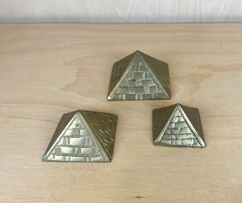 Set of 3 Vintage Stacking Gold Brass Egyptian Pyramids Pyramids of Giza ...