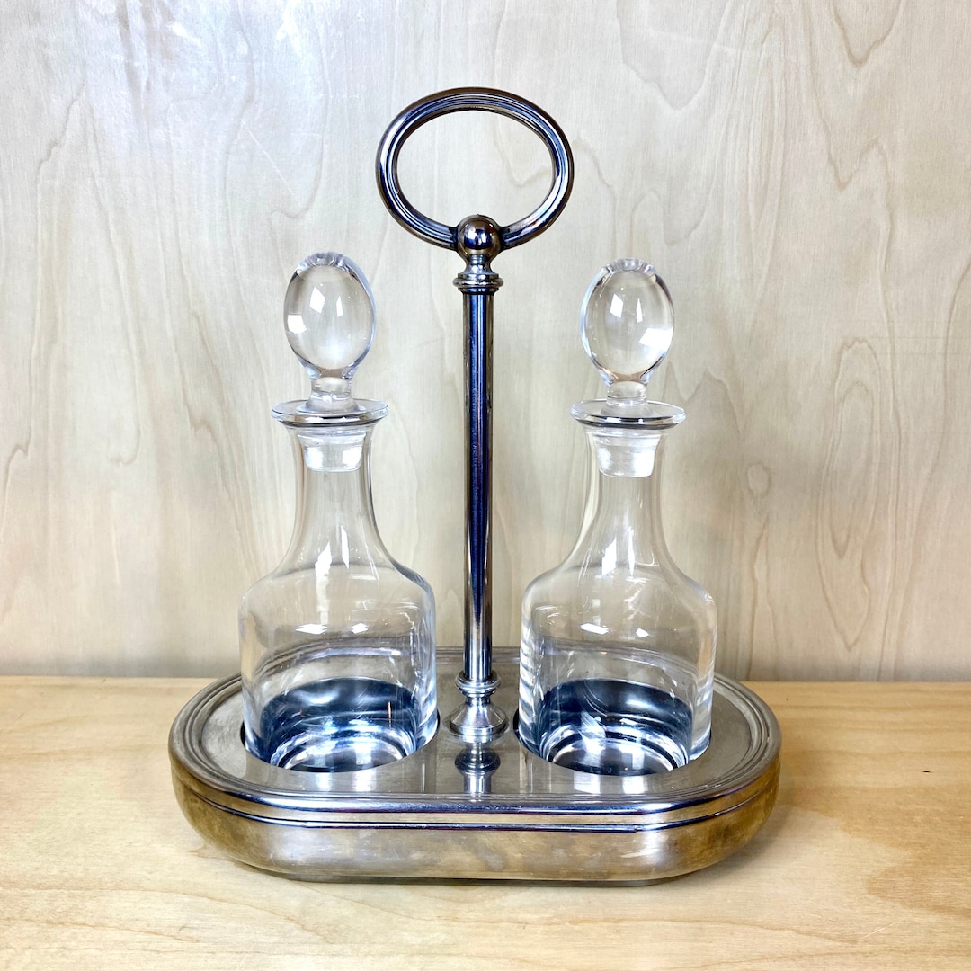Sambonet Crystal & Steel Cruet Set SBT Italian Oil Vinegar - Etsy
